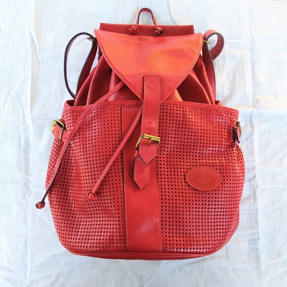 Vintage | Bags | Vintage Italian Red Leather Backpack | Poshmark